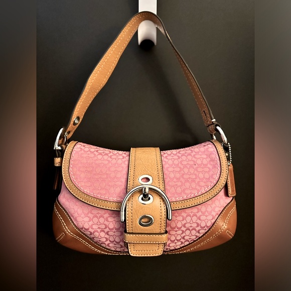 Coach | Bags | Coach Y2k Pink Soho Signature C Monogram Tan Buckle ...